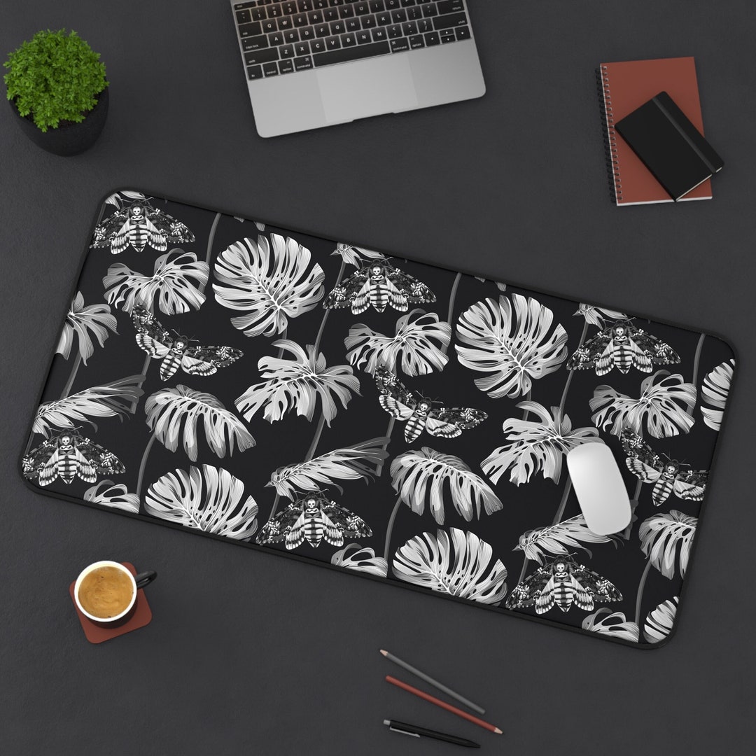 Death's-head Moth & Monstera Desk Mat | Occult Magic Witchy Whimsigoth Computer Laptop Office ...