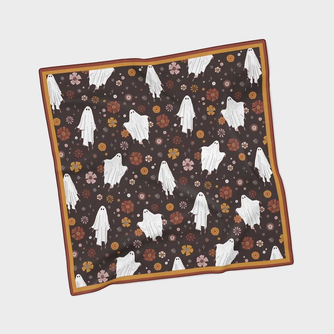 Groovy Ghosts Chiffon Scarf | 70s Bohemian Whimsigoth Groovy Halloween ...
