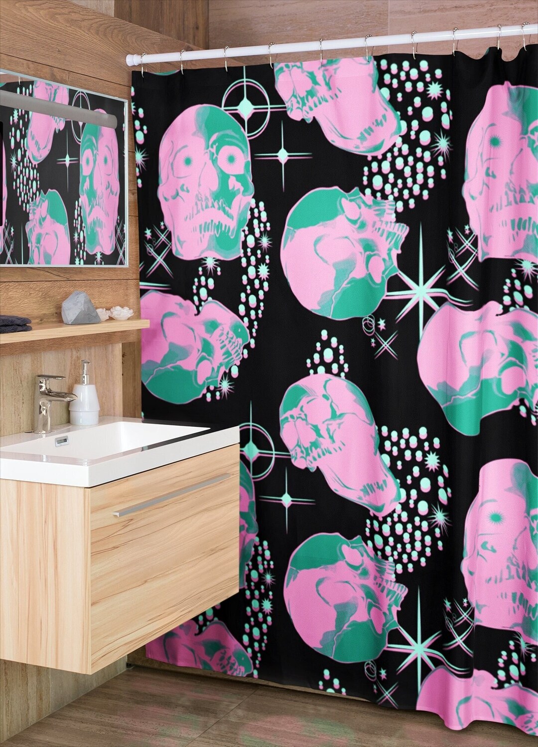 Skull Pop Art Shower Curtains Unique Eccentric Alternative Kitsch Retro ...