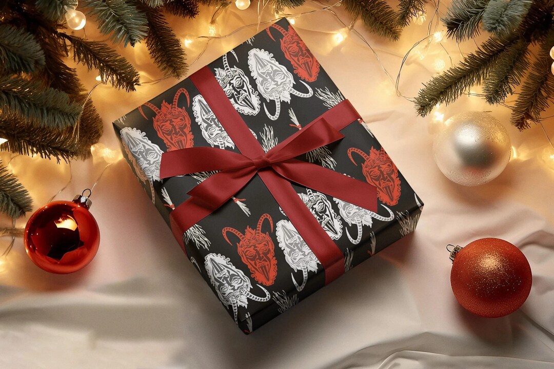 Krampus Wrapping Paper | Horror Goth Punk Alternative Christmas Demon ...