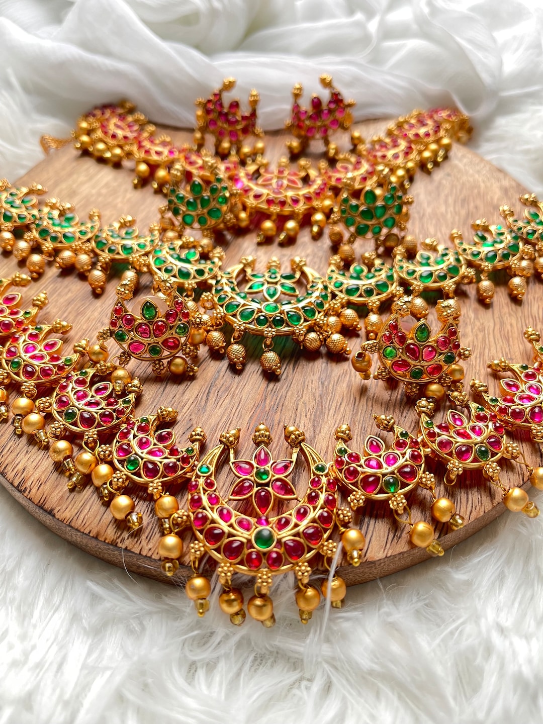 Beautiful Kemp Stone Necklace Set, Temple Jewellery Set, Kemp Jewellery ...