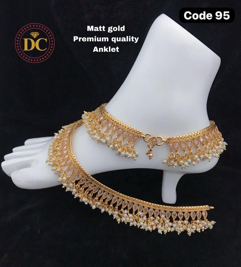 Bridal Anklet South Indian Anklet Temple Jewellery Kemp Stone Anklet ...