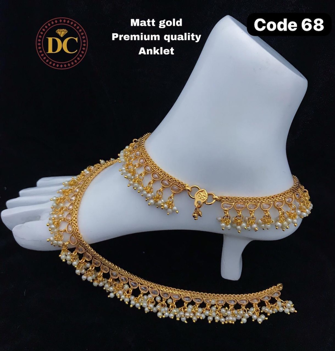 Bridal Anklet South Indian Anklet Temple Jewellery Kemp Stone Anklet ...