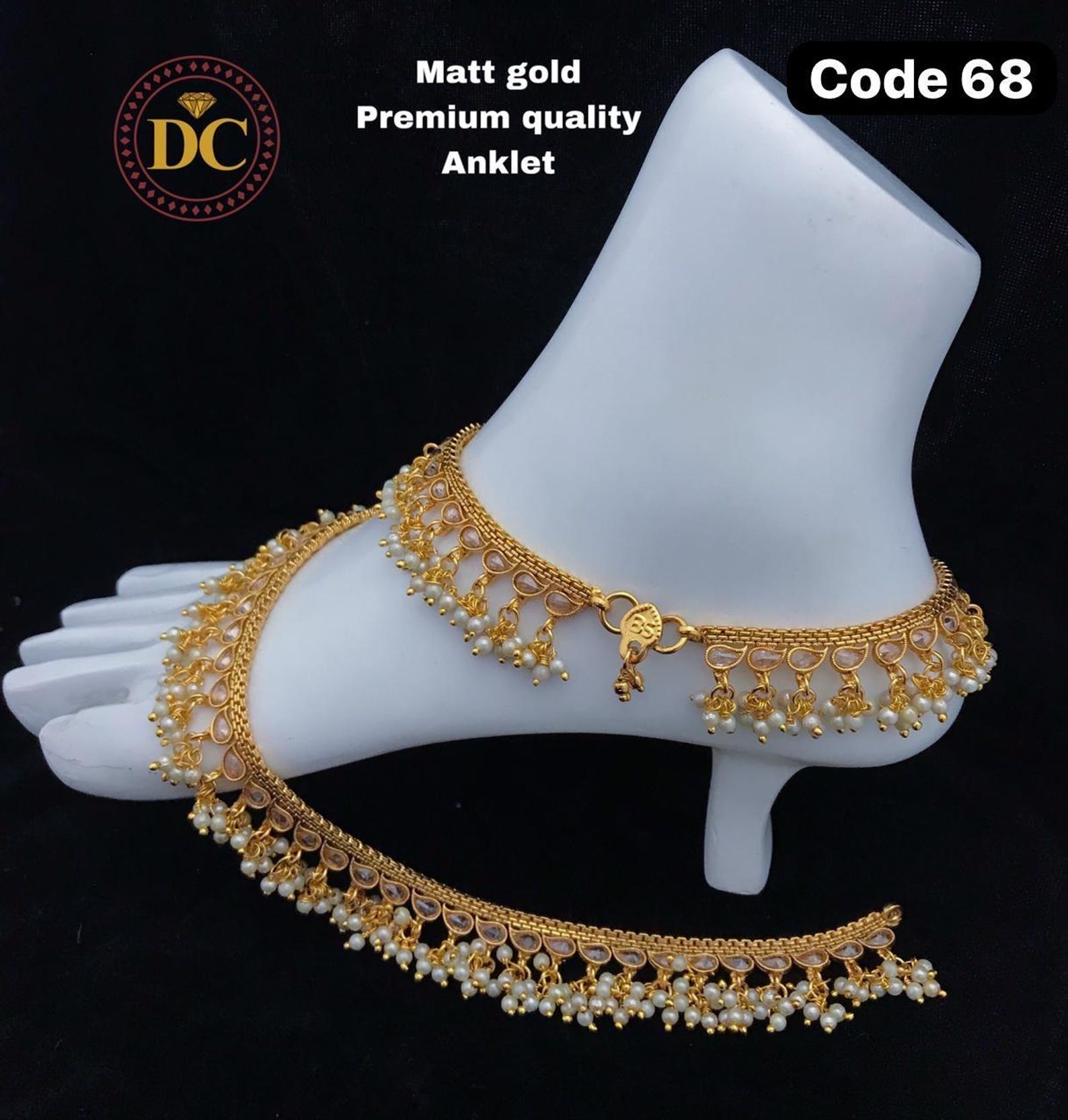 Bridal Anklet South Indian Anklet Temple Jewellery Kemp Stone Anklet Indian Anklets Indian Gold ...