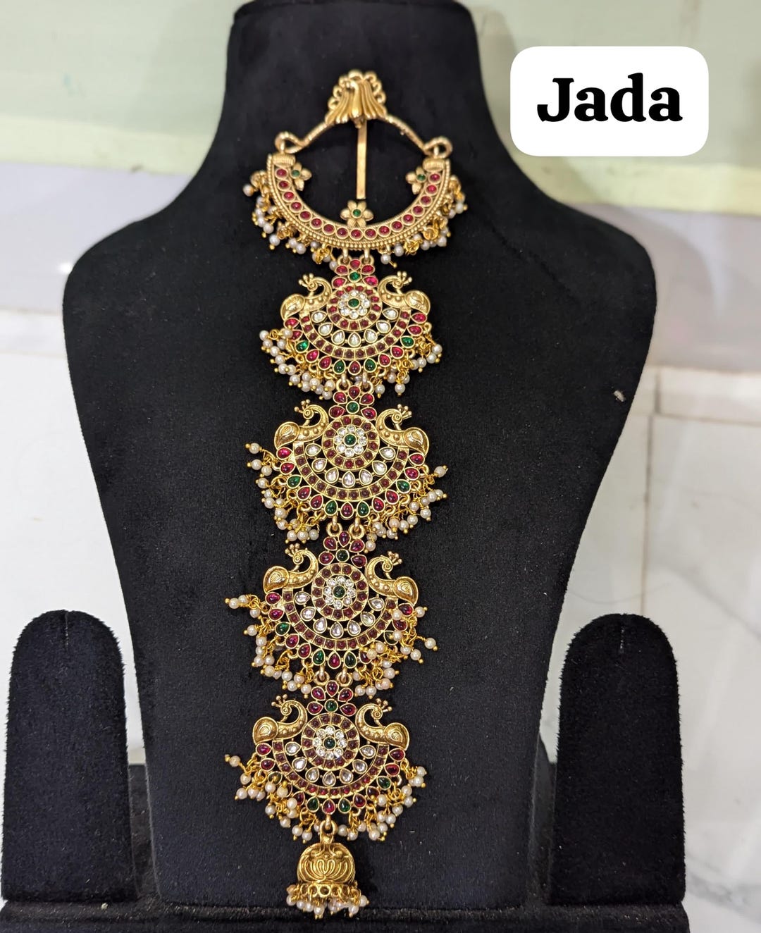 Bridal Jada | South Indian Jada | Temple Jewellery | Kemp Stone Jada | Indian Matte Finish Jada ...