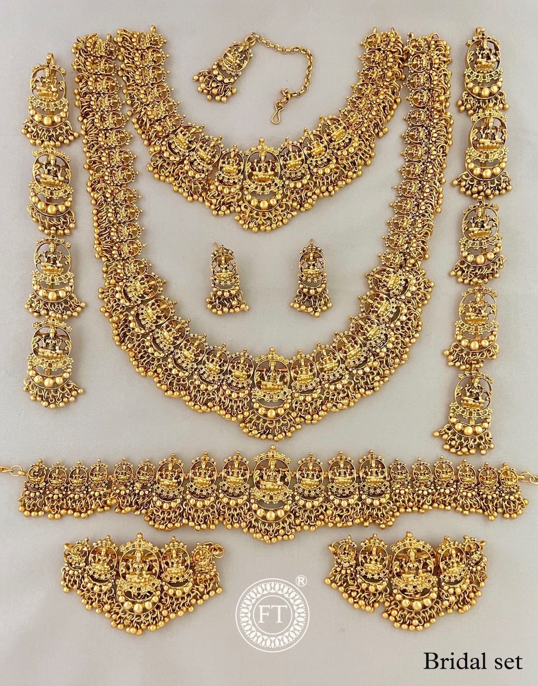 Buy South Indian Gold Full Bridal Set | Matte Finish | Temple Bridal ...