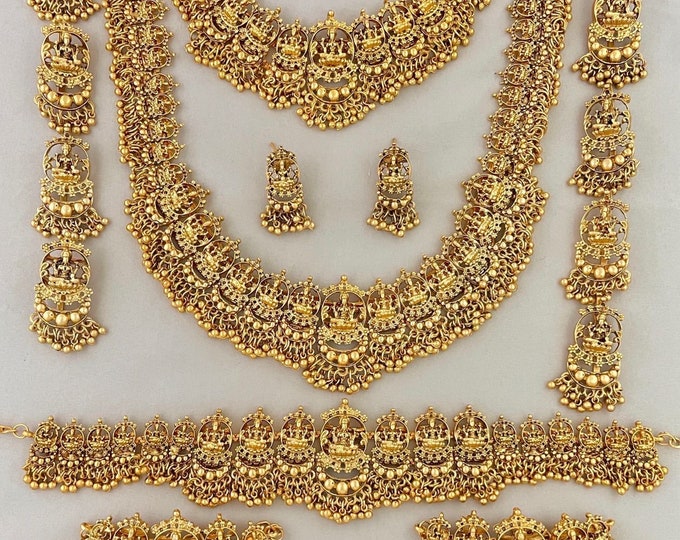 South Indian Gold Full Bridal Set | Matte Finish | Temple Bridal Set ...