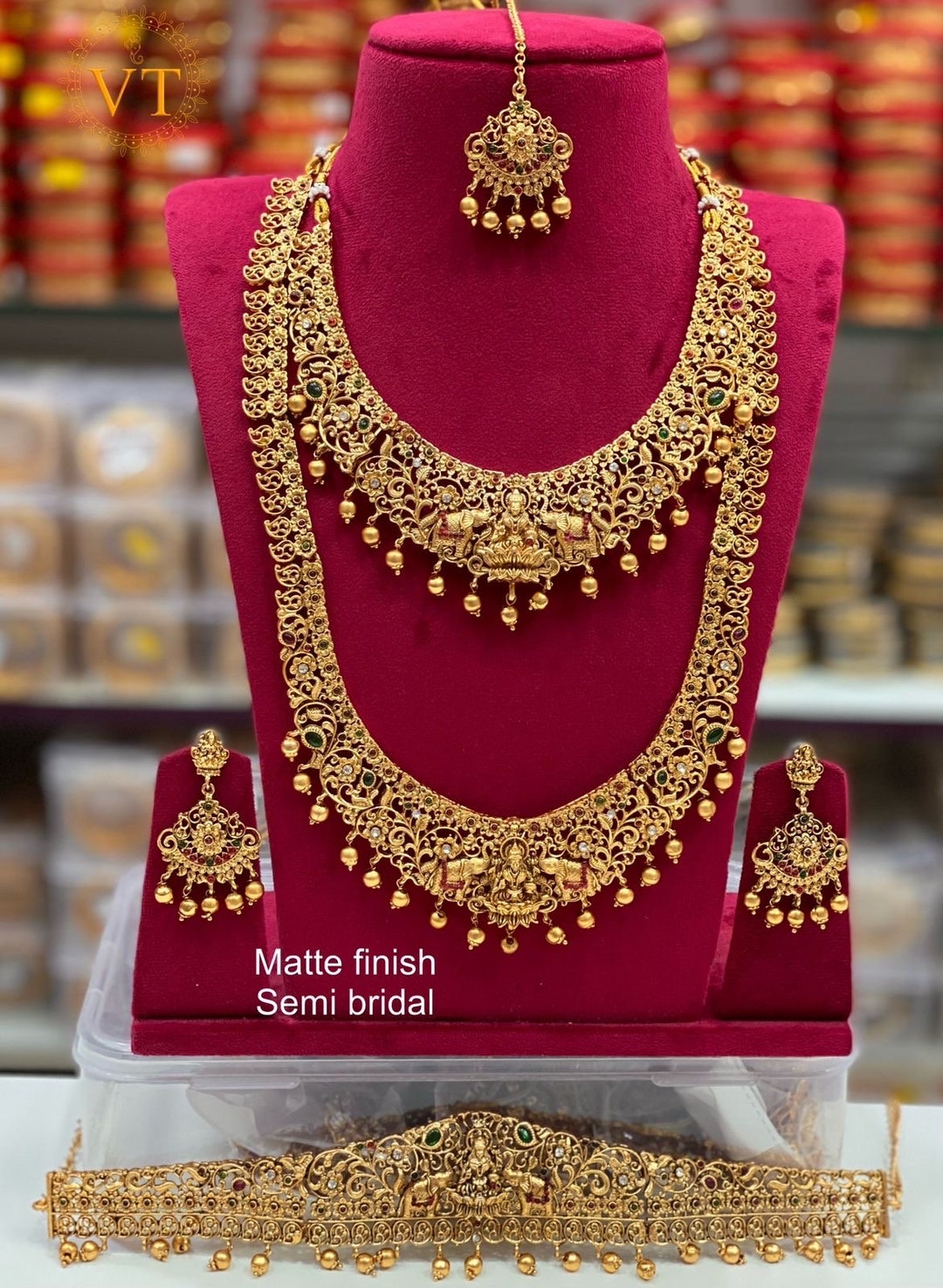 Temple Jewellery Set | Indian Semi Bridal Sets | South Indian Jewellery ...