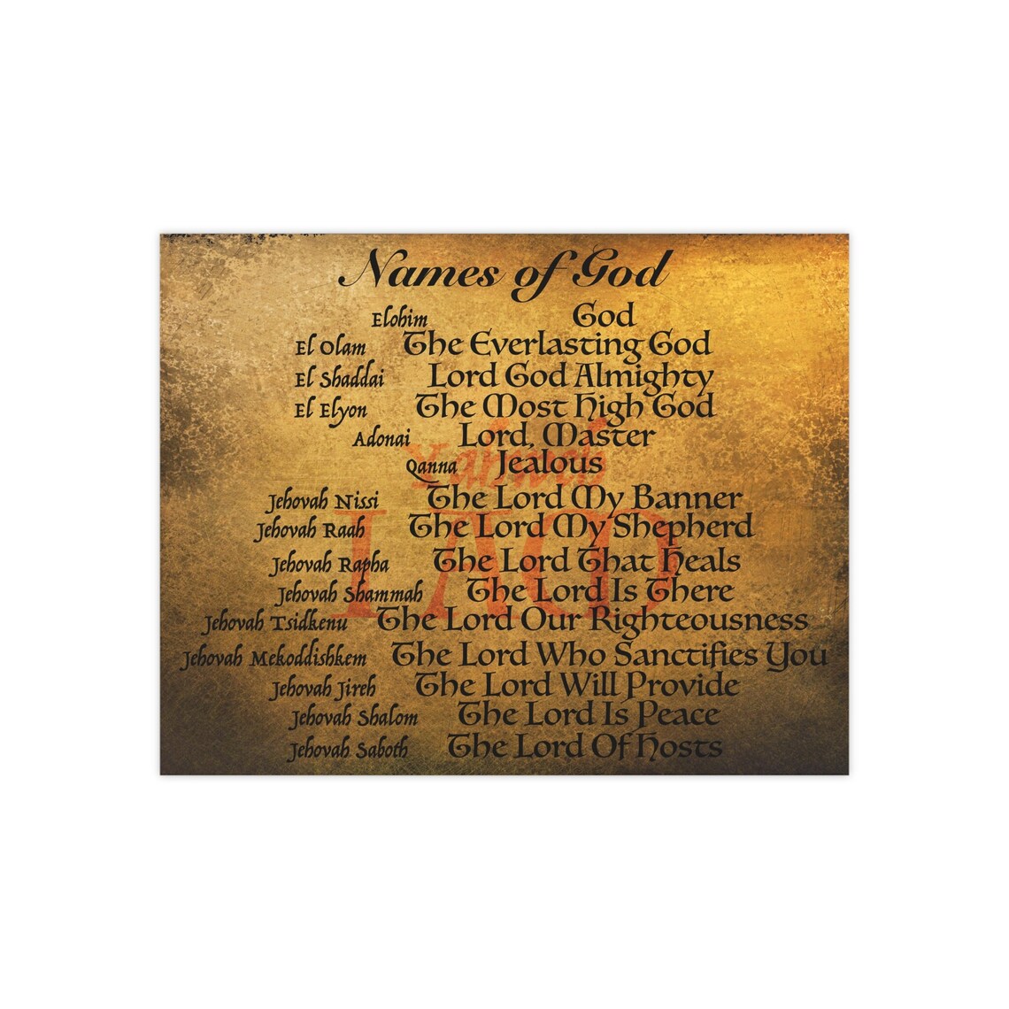 Names of God | Poster | 11 X 14 Inches | Encouragement | Office Decor ...