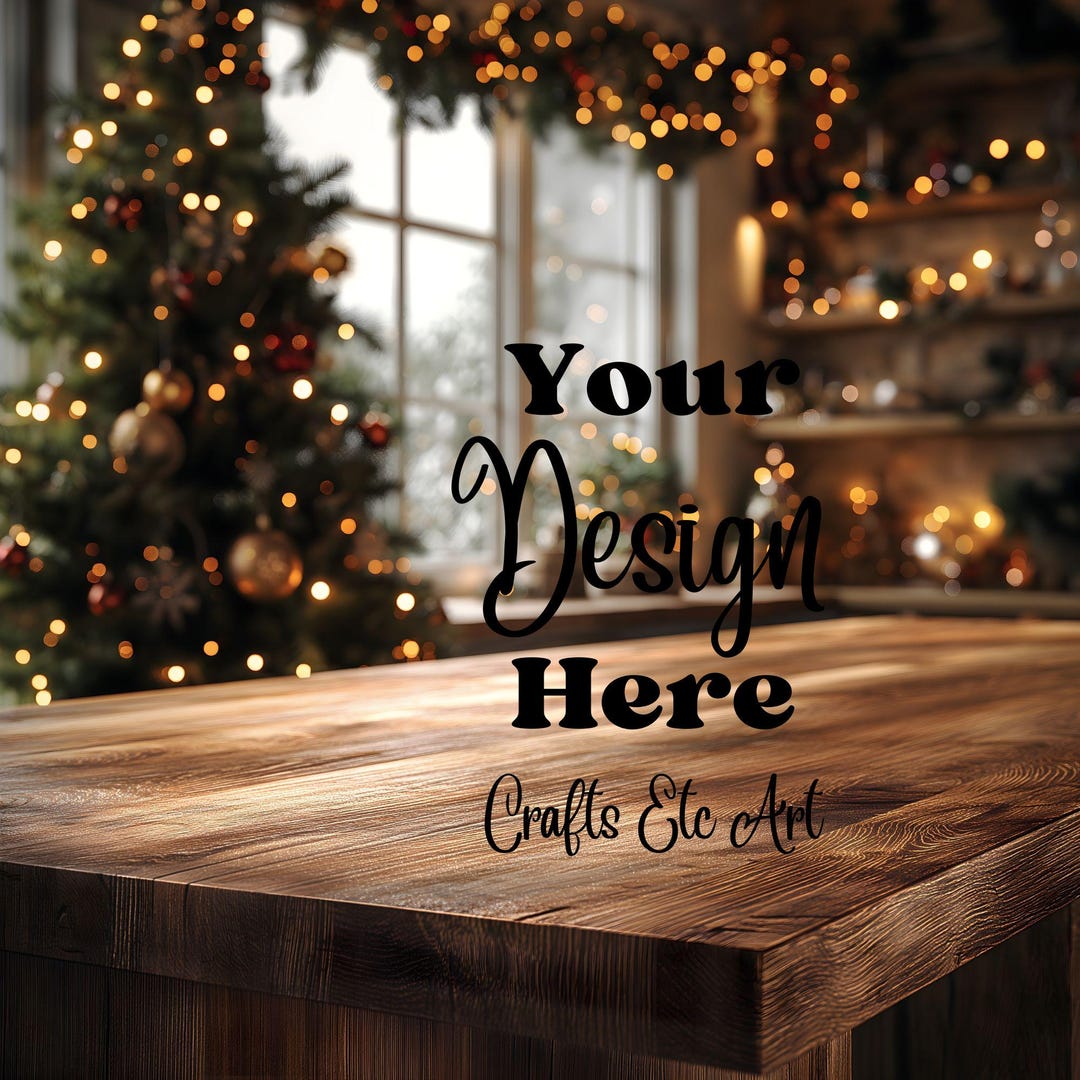 Christmas Rustic Wood Table Mockup - Holiday Product Photography ...