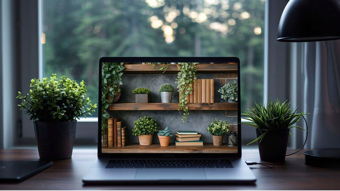 Zoom Background - Rustic Shelves Virtual Background for Zoom ...