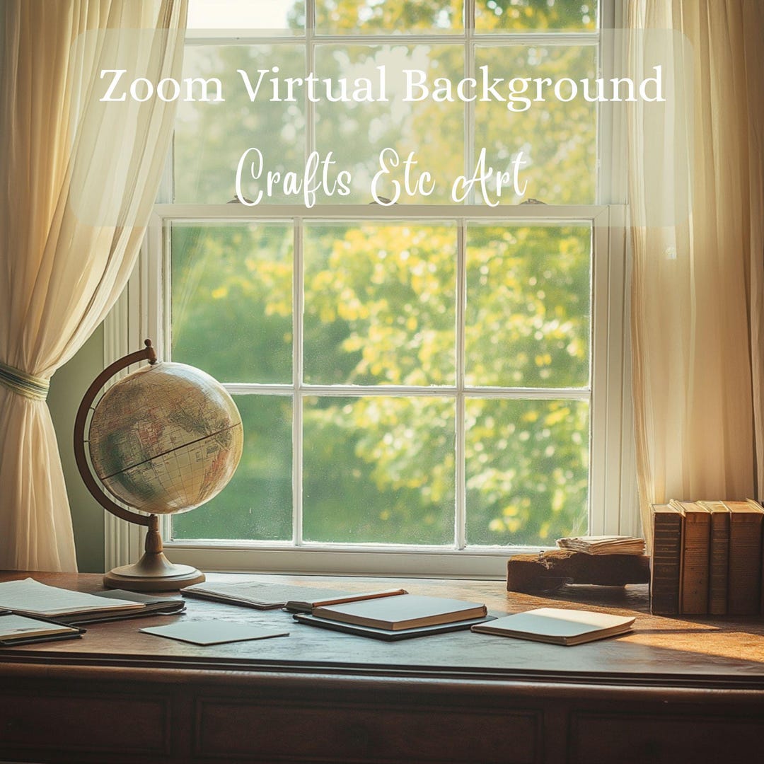 Vintage Study Zoom Background - Scenic Office Room With Window View ...
