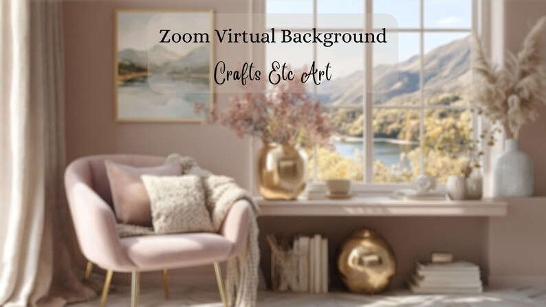 Serene Blush Home Office Zoom Background - Elegant Virtual Meeting ...