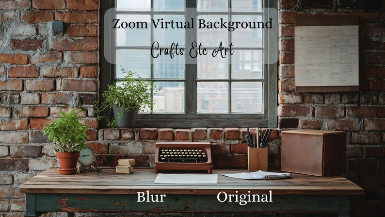 Rustic Office Zoom Background - Brick Wall Virtual Backdrop for Zoom ...