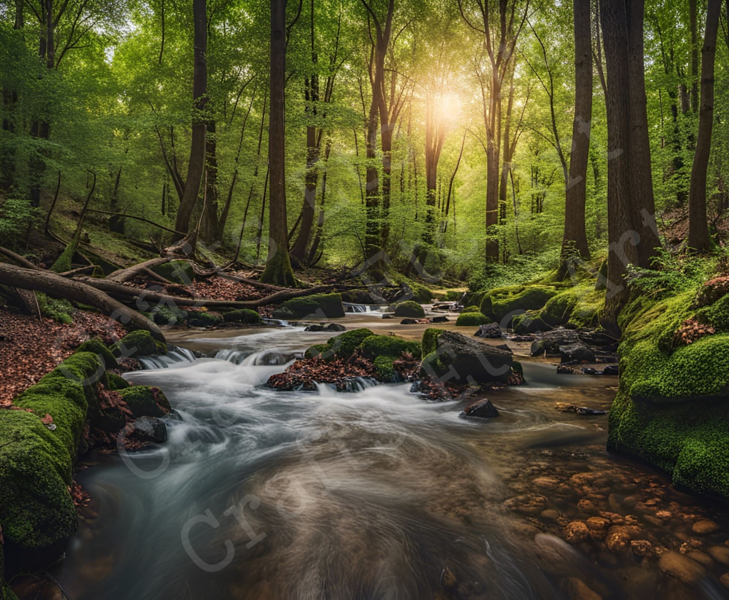 Zoom Forest Stream Background Trees and Stream Backdrop Outdoors Nature ...
