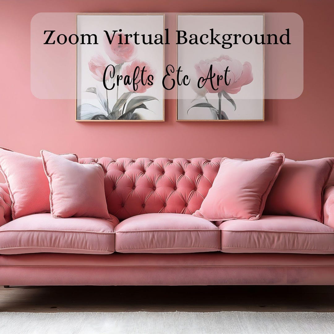 Romantic Pink Living Room Valentine's Day Zoom Virtual Background ...