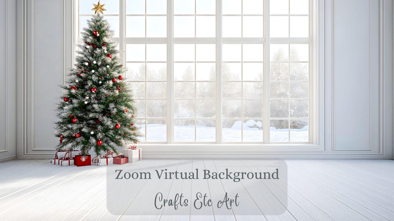 Christmas Window Zoom Background - Snow Scene Virtual Background for ...