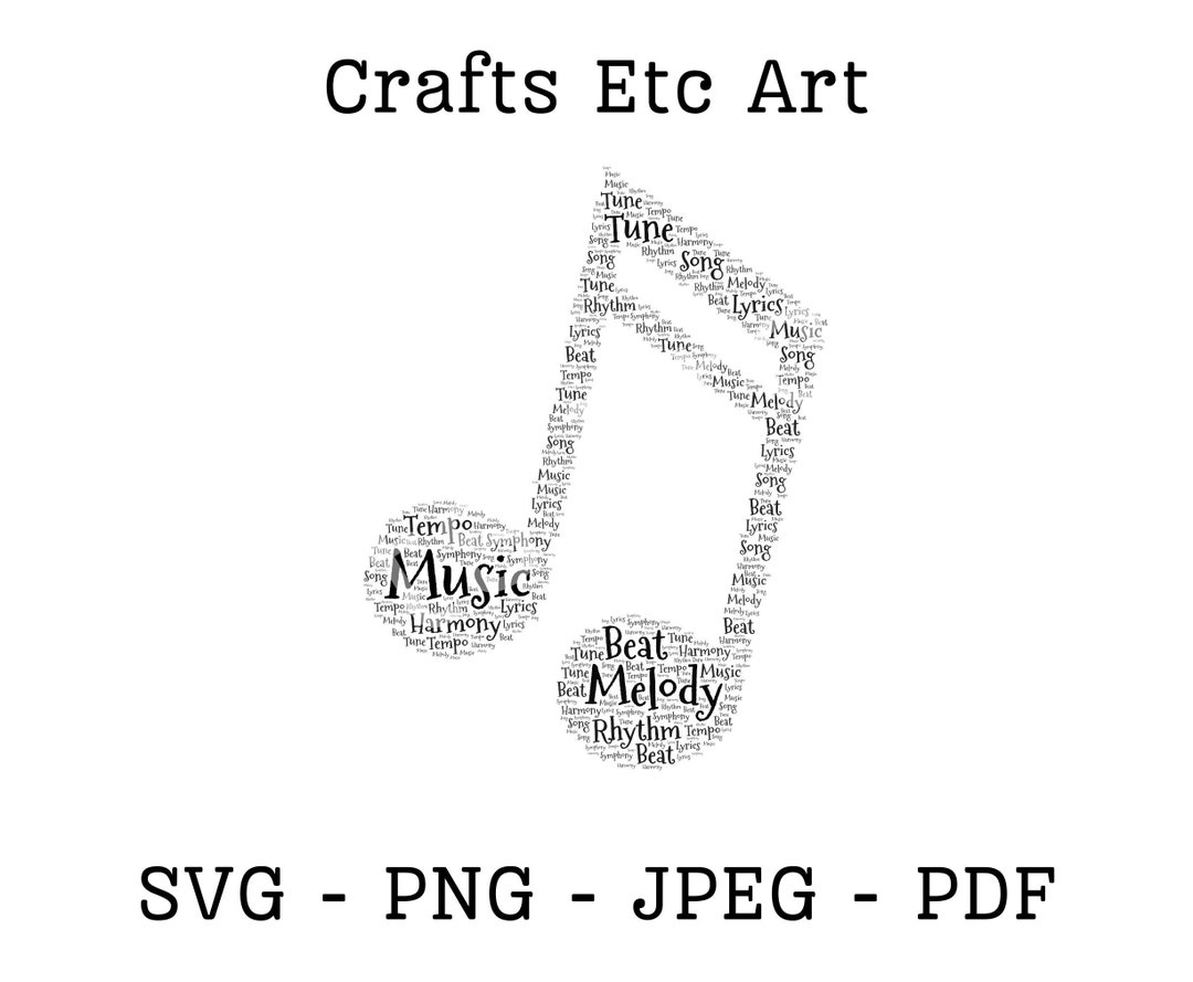 Double Music Note Word Cloud Black Double Quaver Music Note - Etsy