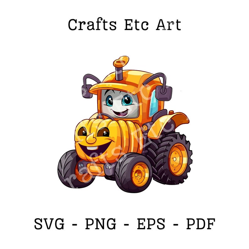 Halloween Cartoon Tractor Clip Art Svg Png Eps Pdf Set of 4 Halloween ...