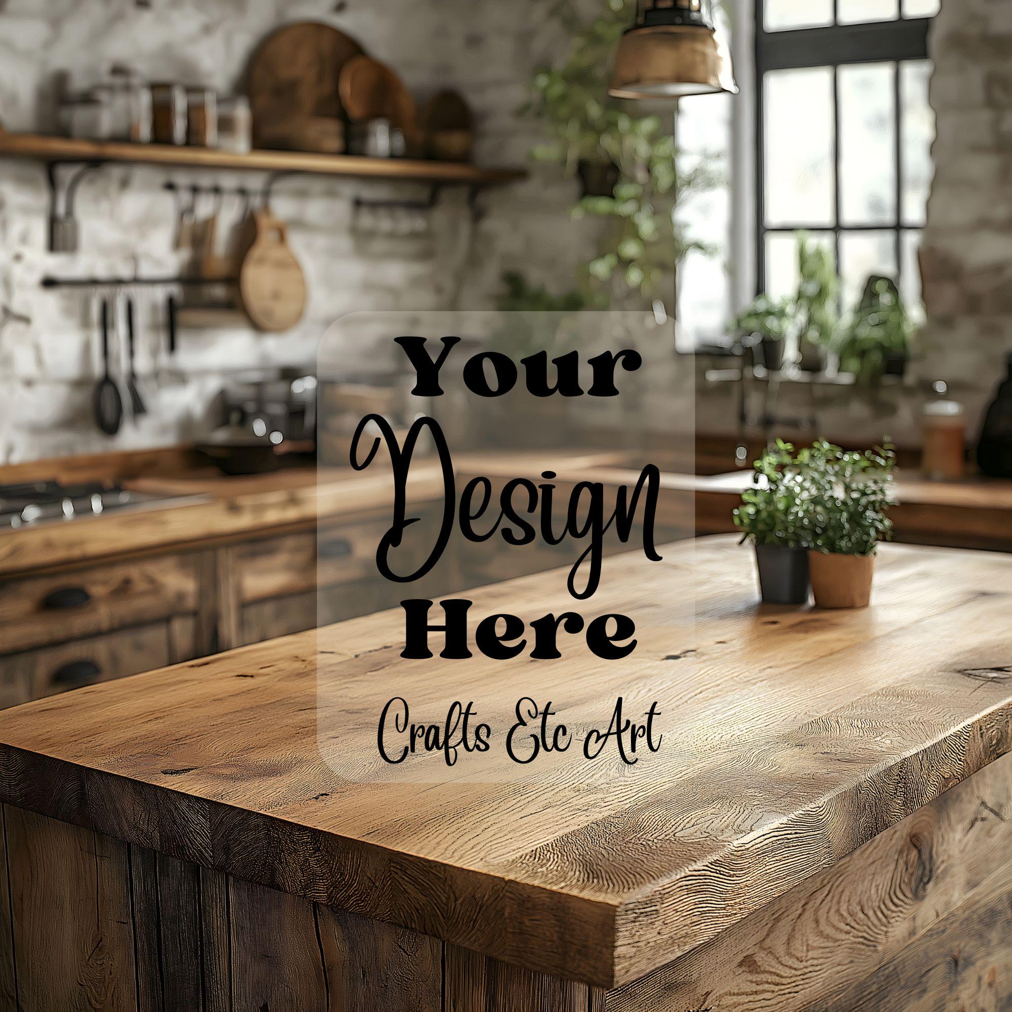 Rustic Kitchen Table Mockup With Natural Light - Product Photography ...