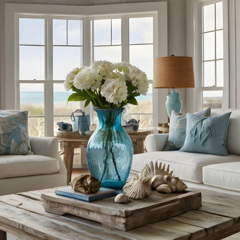 Coastal Living Room Zoom Background - Virtual Beach House Interior ...