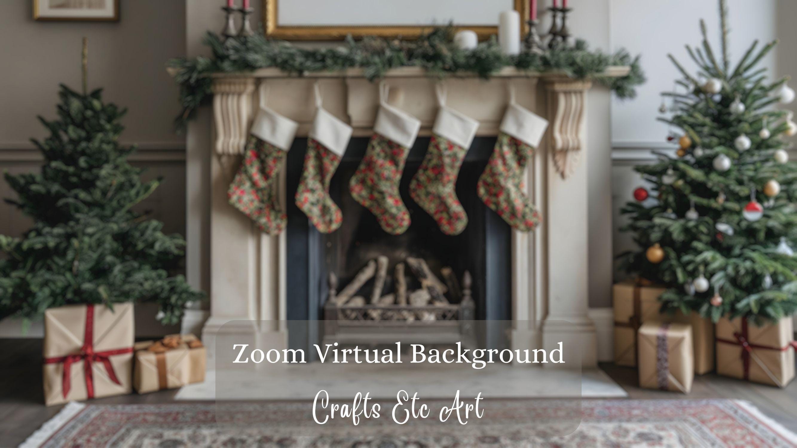 Christmas Fireplace Zoom Background Virtual Background for Zoom ...
