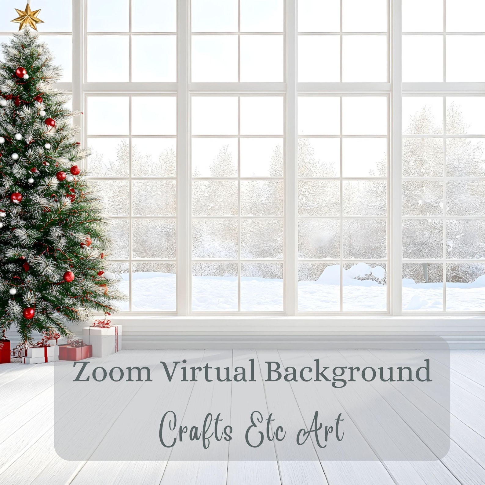 Christmas Window Zoom Background - Snow Scene Virtual Background for ...