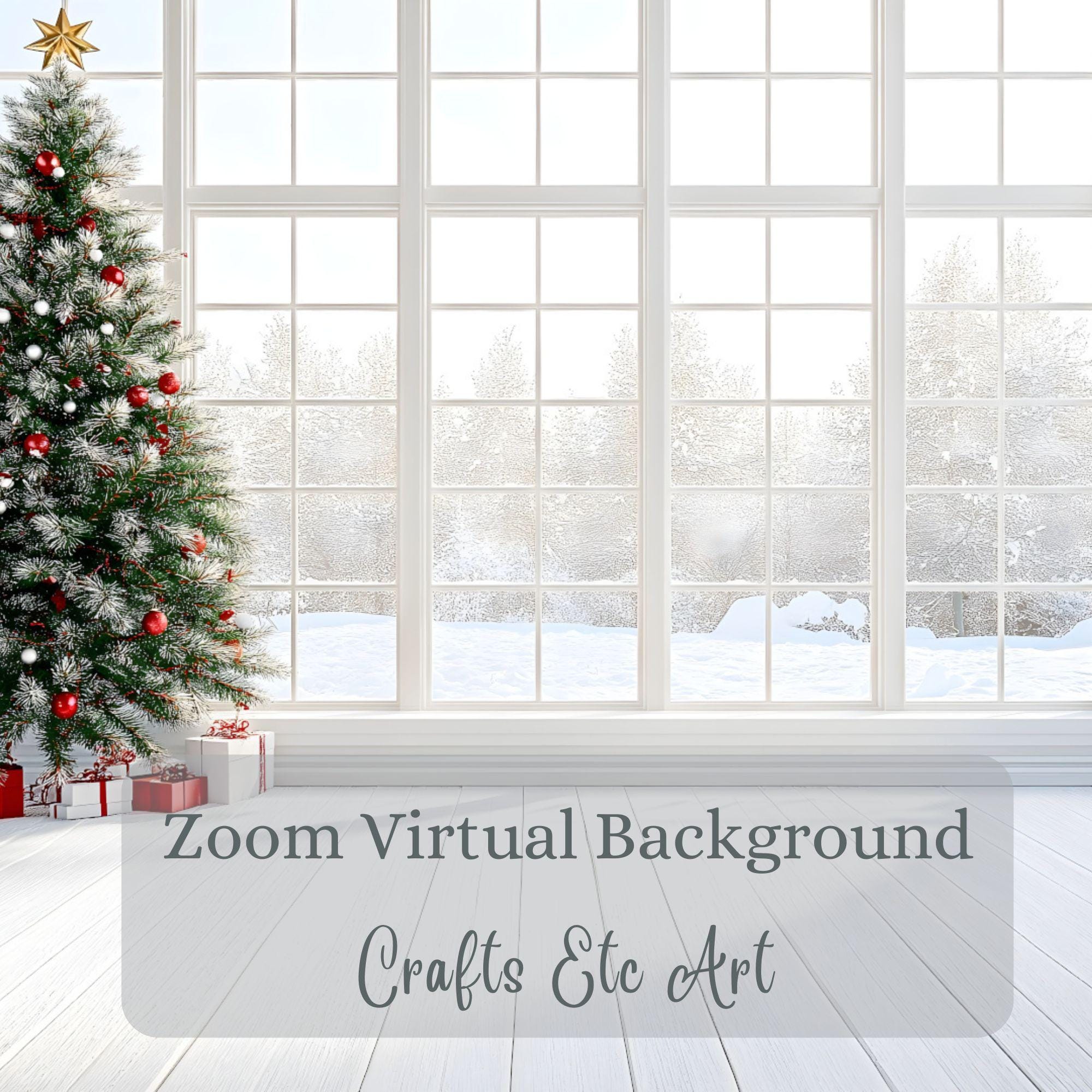 Christmas Window Zoom Background - Snow Scene Virtual Background for ...