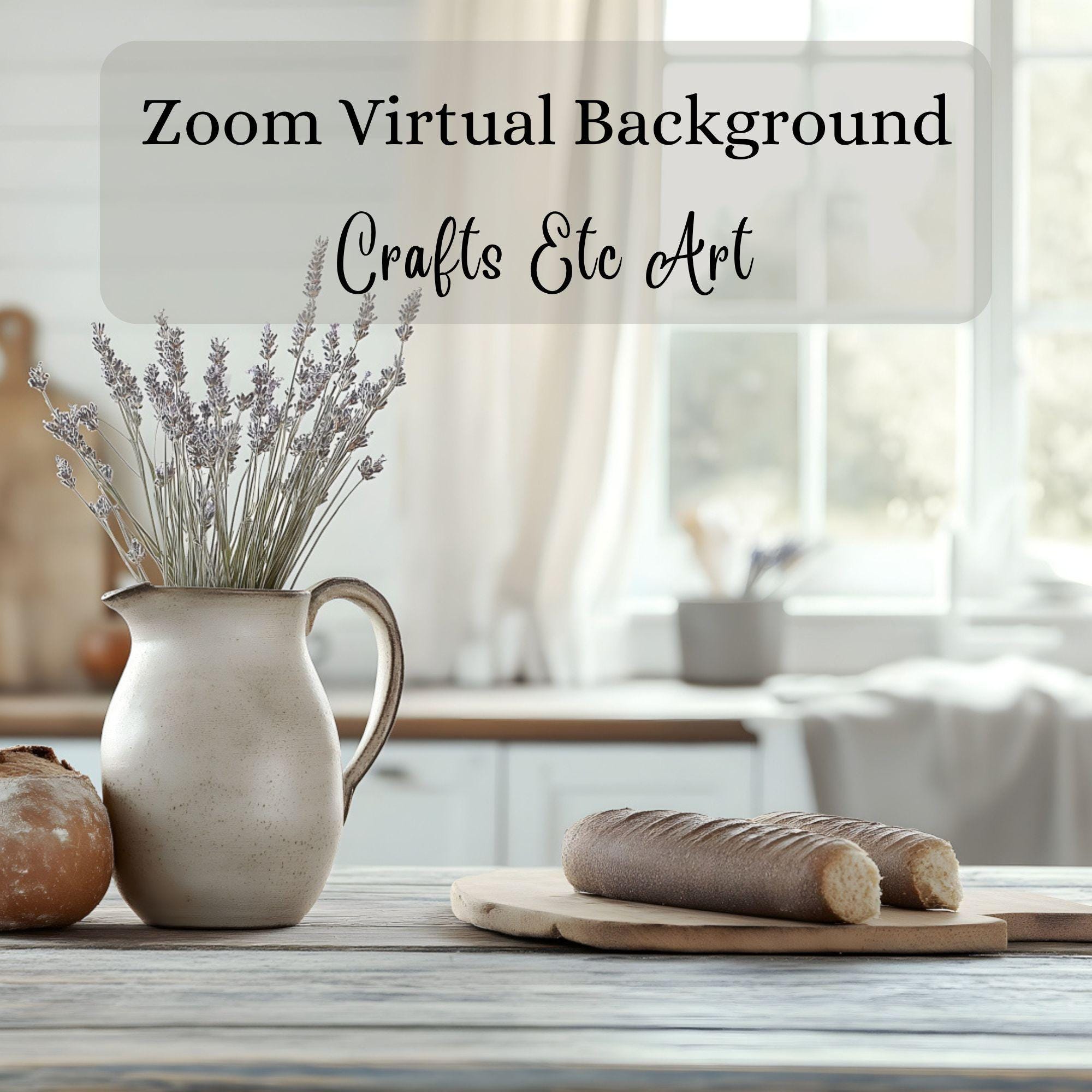 Rustic Farmhouse Kitchen Zoom Background - Lavender & Bread Virtual ...
