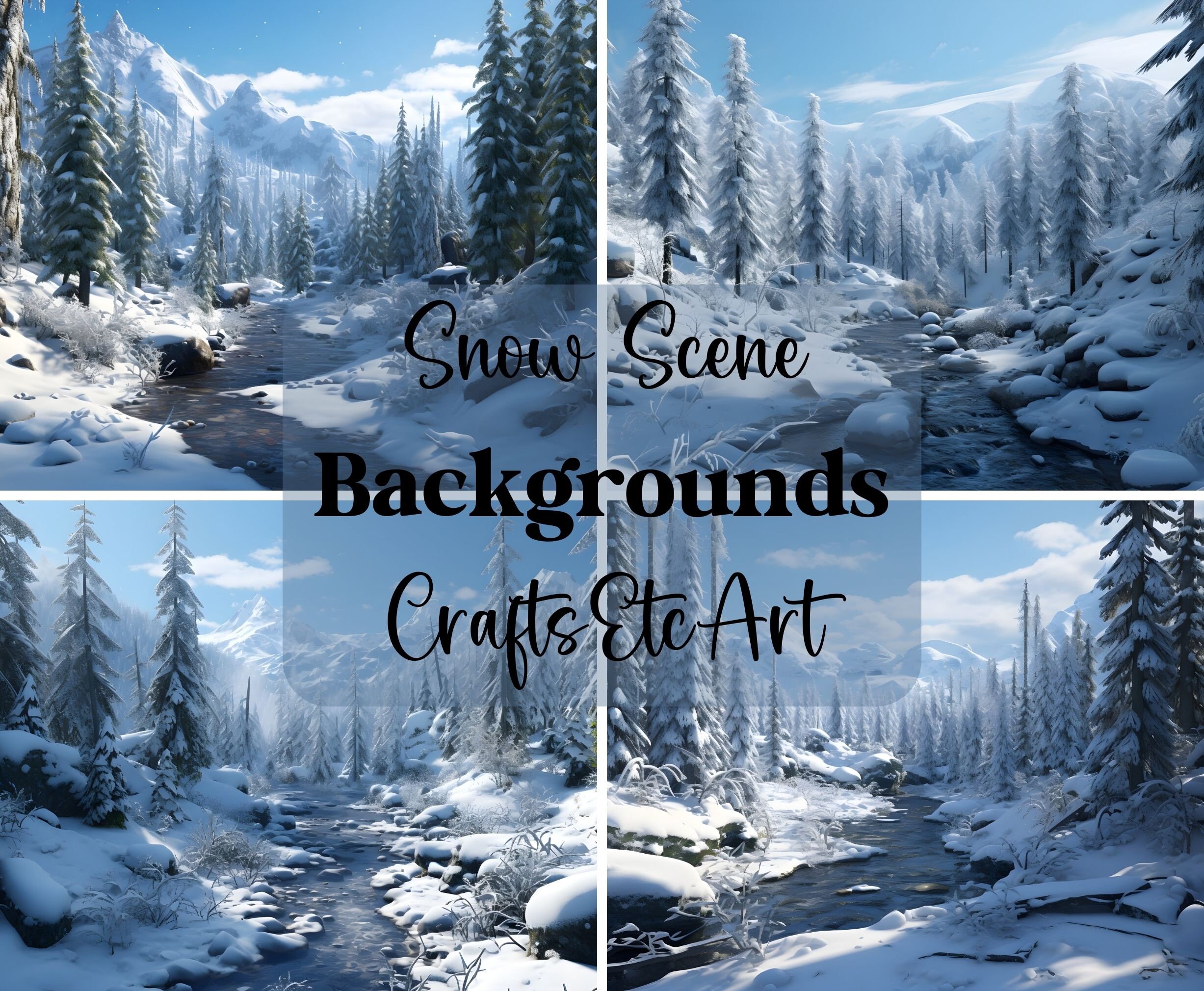 Snow Scene Backgrounds - Digital Backgrounds - Forest - Mountains ...