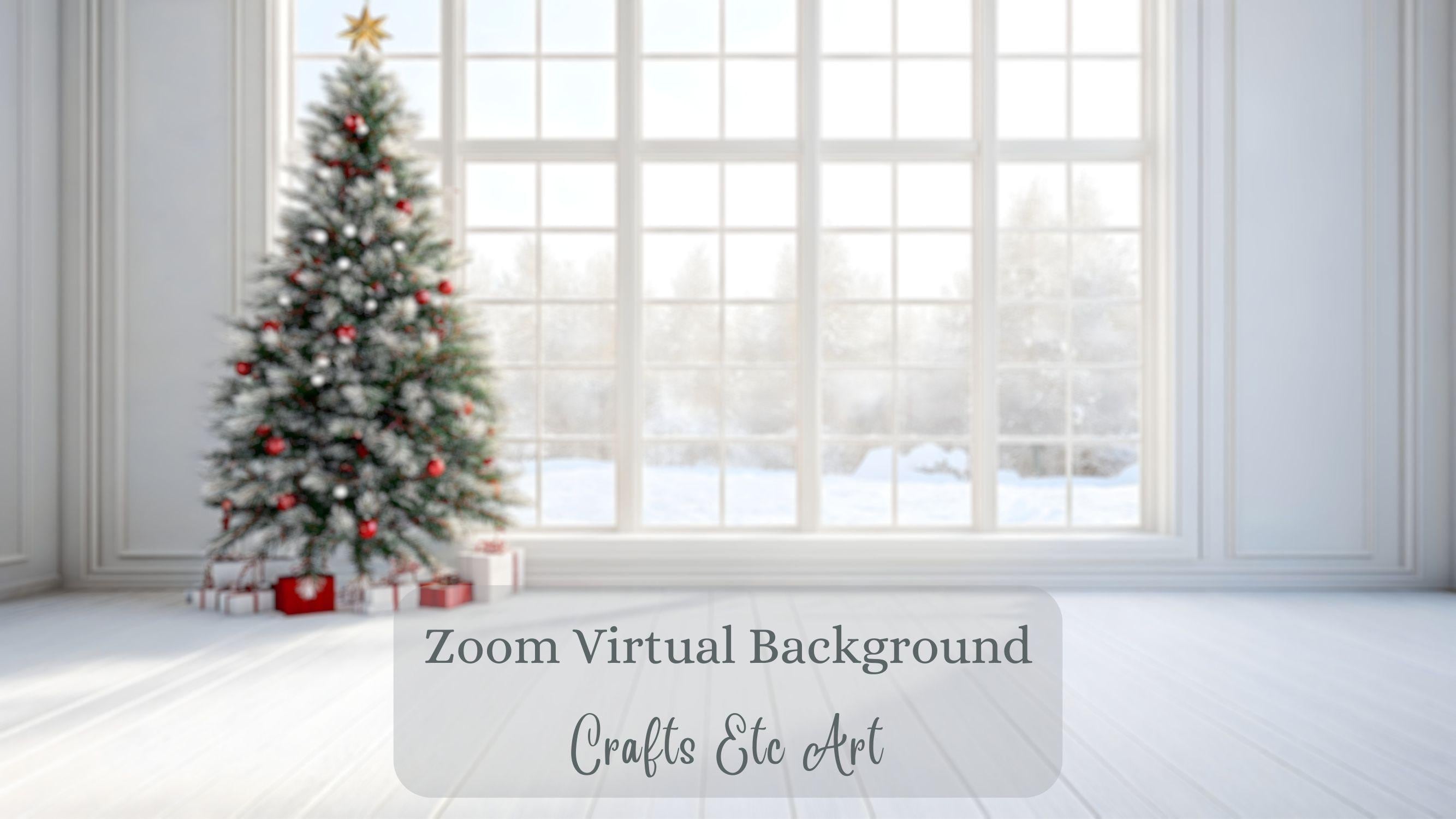 Christmas Window Zoom Background - Snow Scene Virtual Background for ...