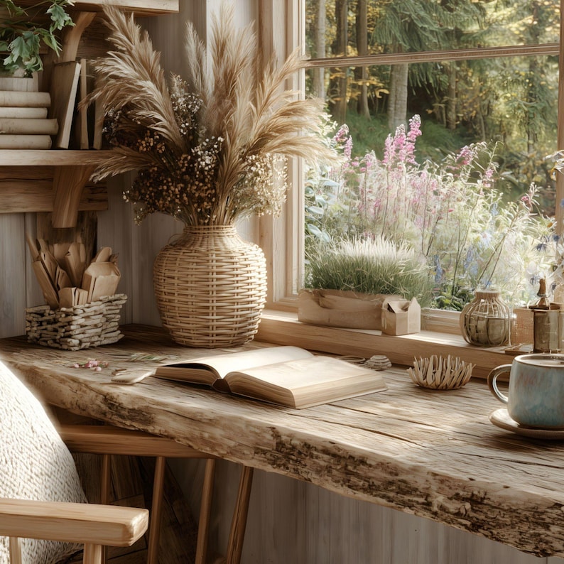 Cottagecore Zoom Background - Rustic Home Office With Countryside ...