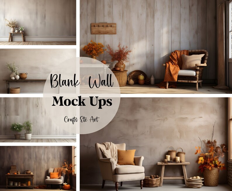 Blank Wall Mockups - Country Cottage - Rustic Interior Blank Wall Mock ...