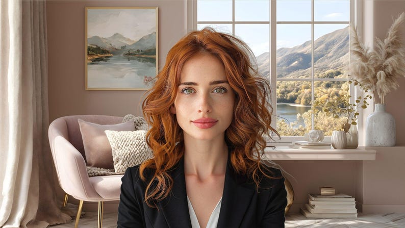 Serene Blush Home Office Zoom Background - Elegant Virtual Meeting ...