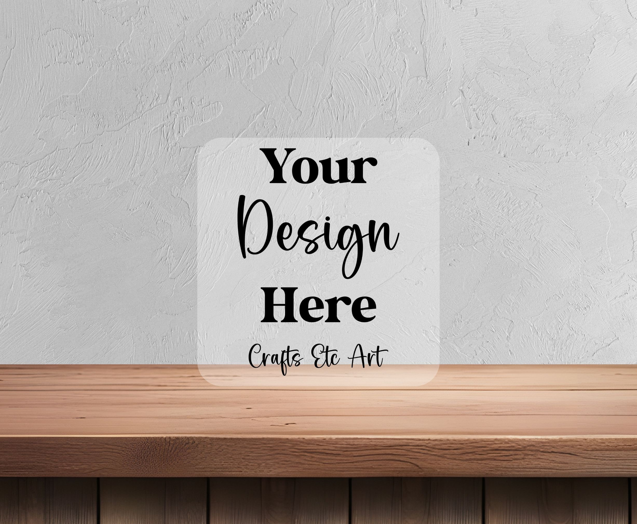 White Textured Background Mockup - Wooden Shelf - Textured Background ...