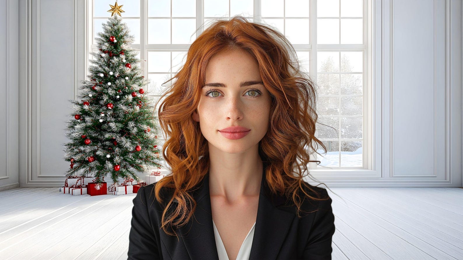 Christmas Window Zoom Background - Snow Scene Virtual Background for ...