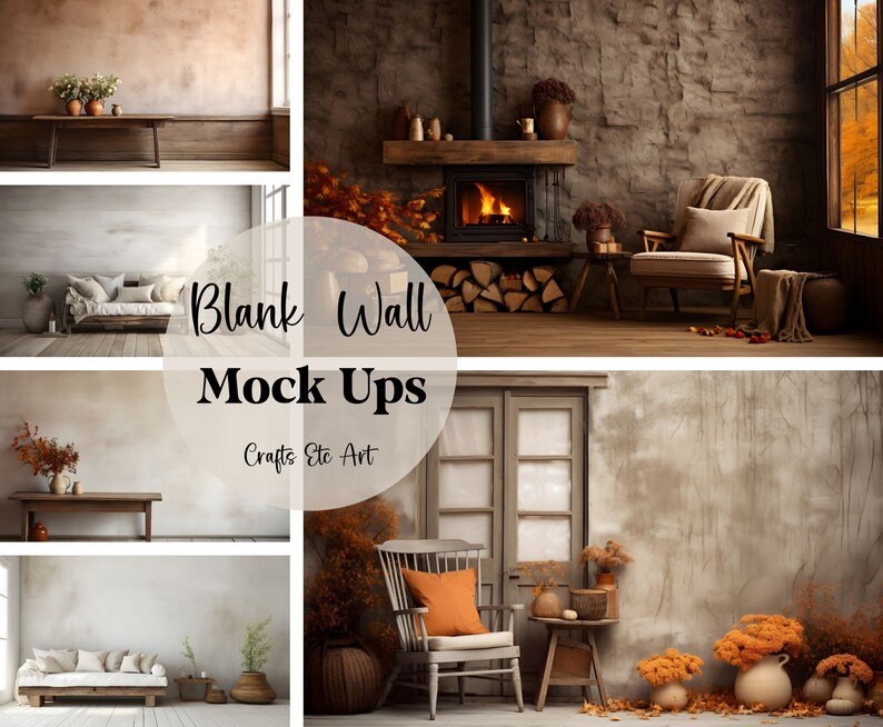 Blank Wall Mockups - Country Cottage - Rustic Interior Blank Wall Mock ...