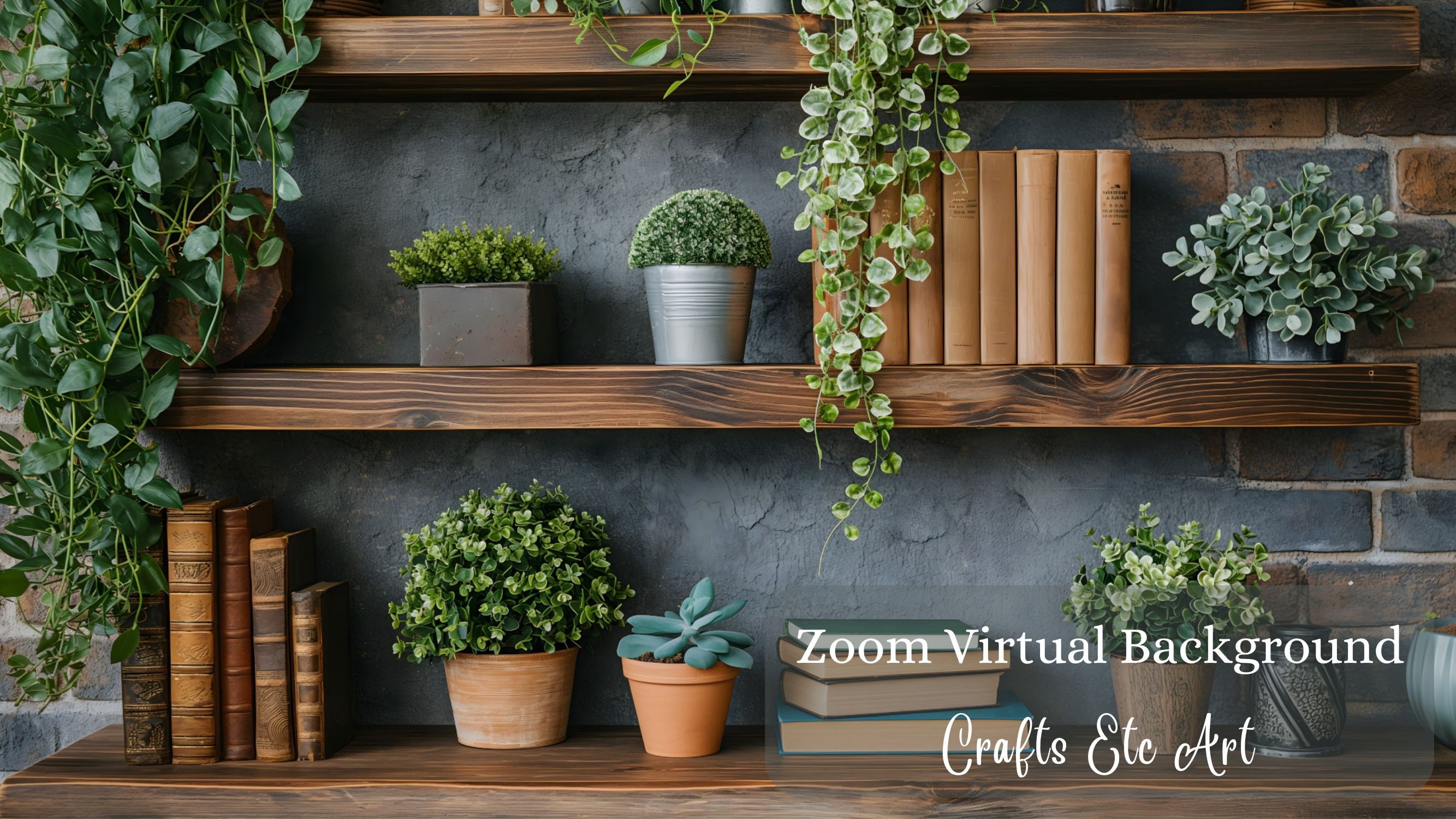 Zoom Background - Rustic Shelves Virtual Background for Zoom ...