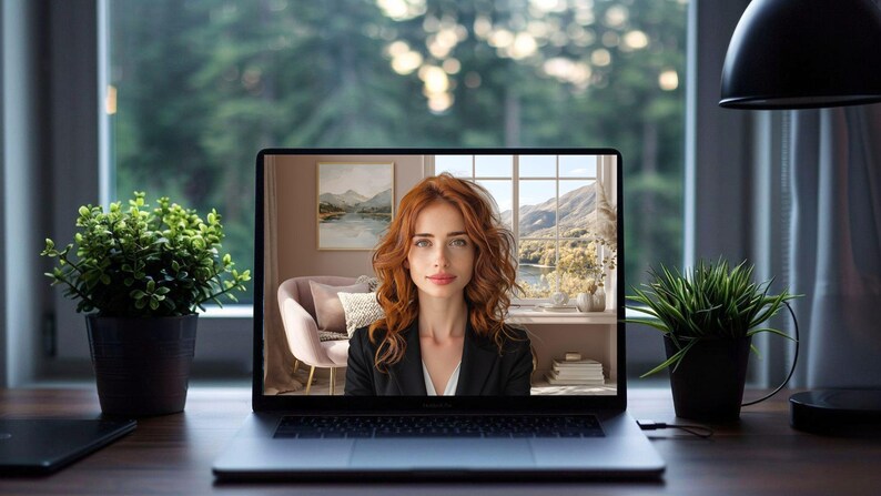 Serene Blush Home Office Zoom Background - Elegant Virtual Meeting ...