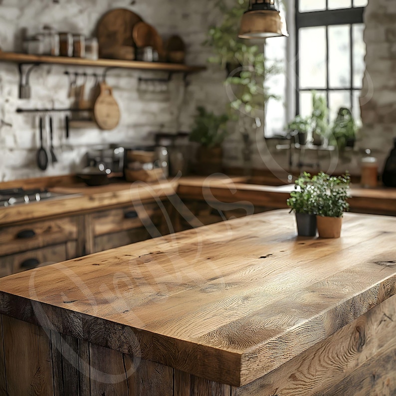 Rustic Kitchen Table Mockup With Natural Light - Product Photography ...