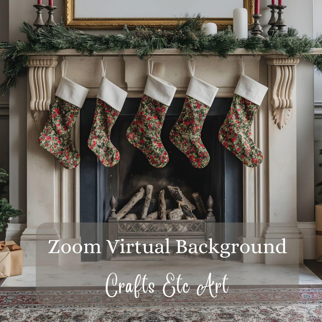 Christmas Fireplace Zoom Background Virtual Background for Zoom ...
