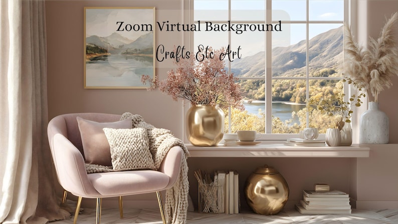 Serene Blush Home Office Zoom Background - Elegant Virtual Meeting ...