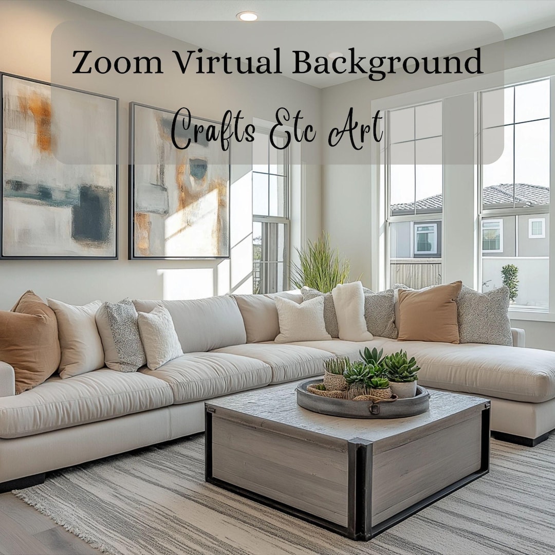 Bright Modern Living Room Zoom Background Background for Zoom Loft ...