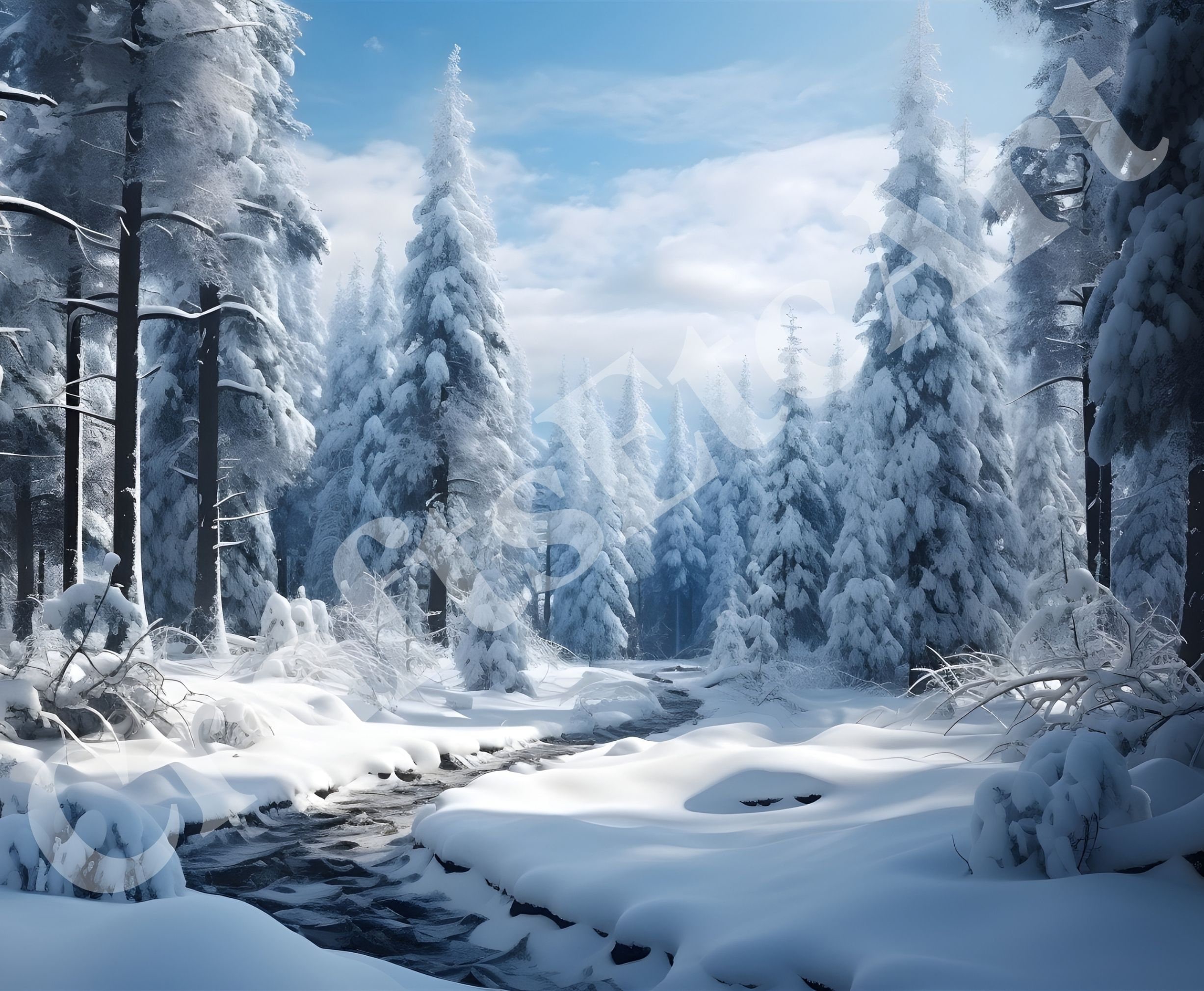 Snow Scene Backgrounds - Digital Backgrounds - Forest - Mountains ...
