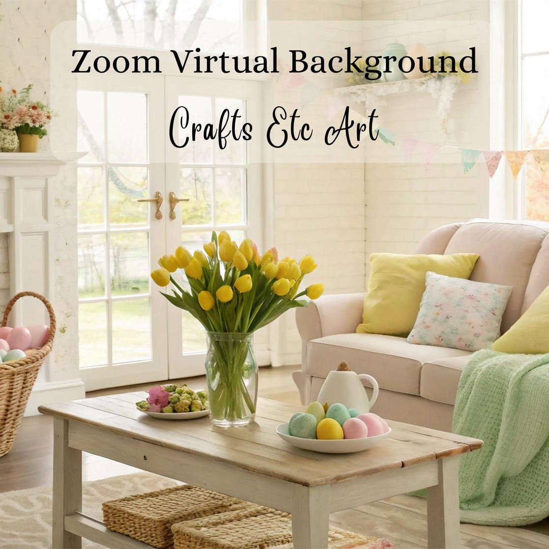 Easter Living Room Zoom Background - Virtual Easter Backdrop - Spring ...