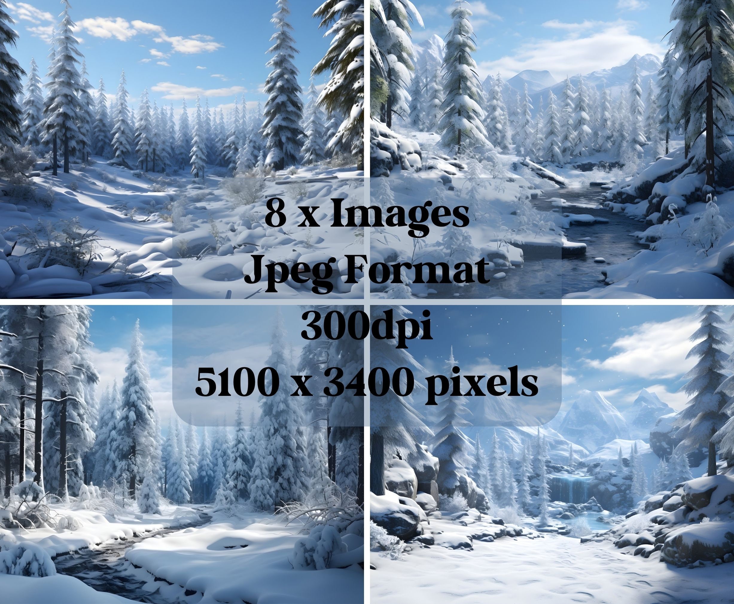 Snow Scene Backgrounds - Digital Backgrounds - Forest - Mountains ...