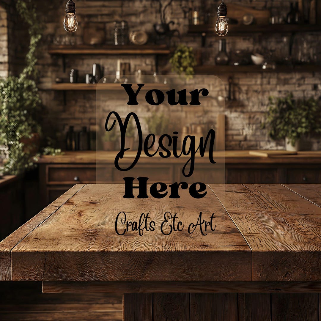 Product Photography Mockup - Wooden Table With a Bokeh Kitchen Backdrop ...