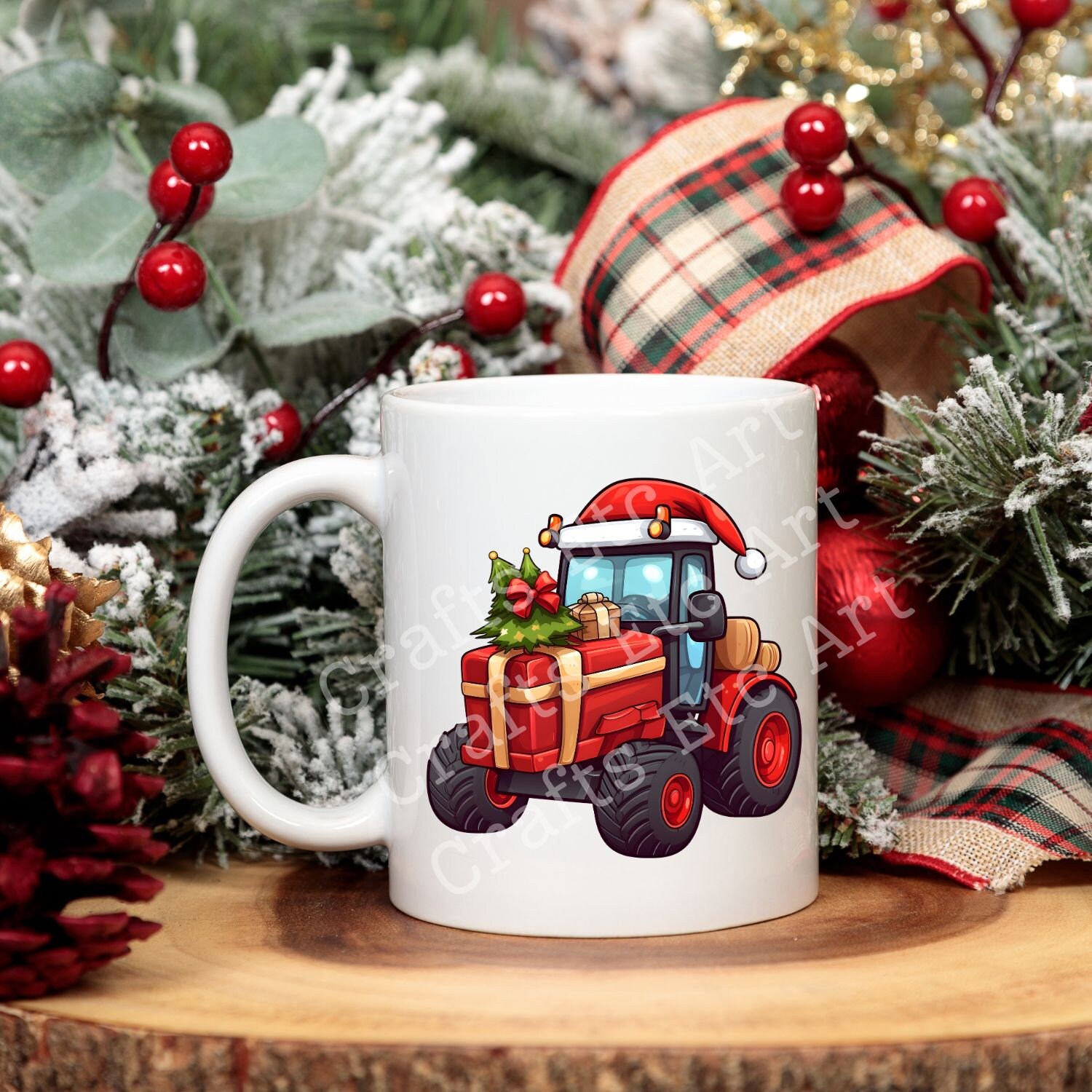 Christmas Tractor Clip Art - Digital Stamp - Svg - Png - Eps - Pdf ...