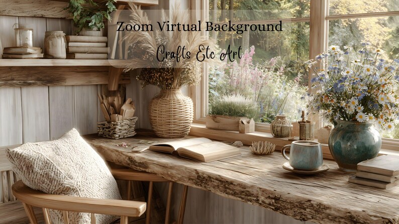 Cottagecore Zoom Background - Rustic Home Office With Countryside ...