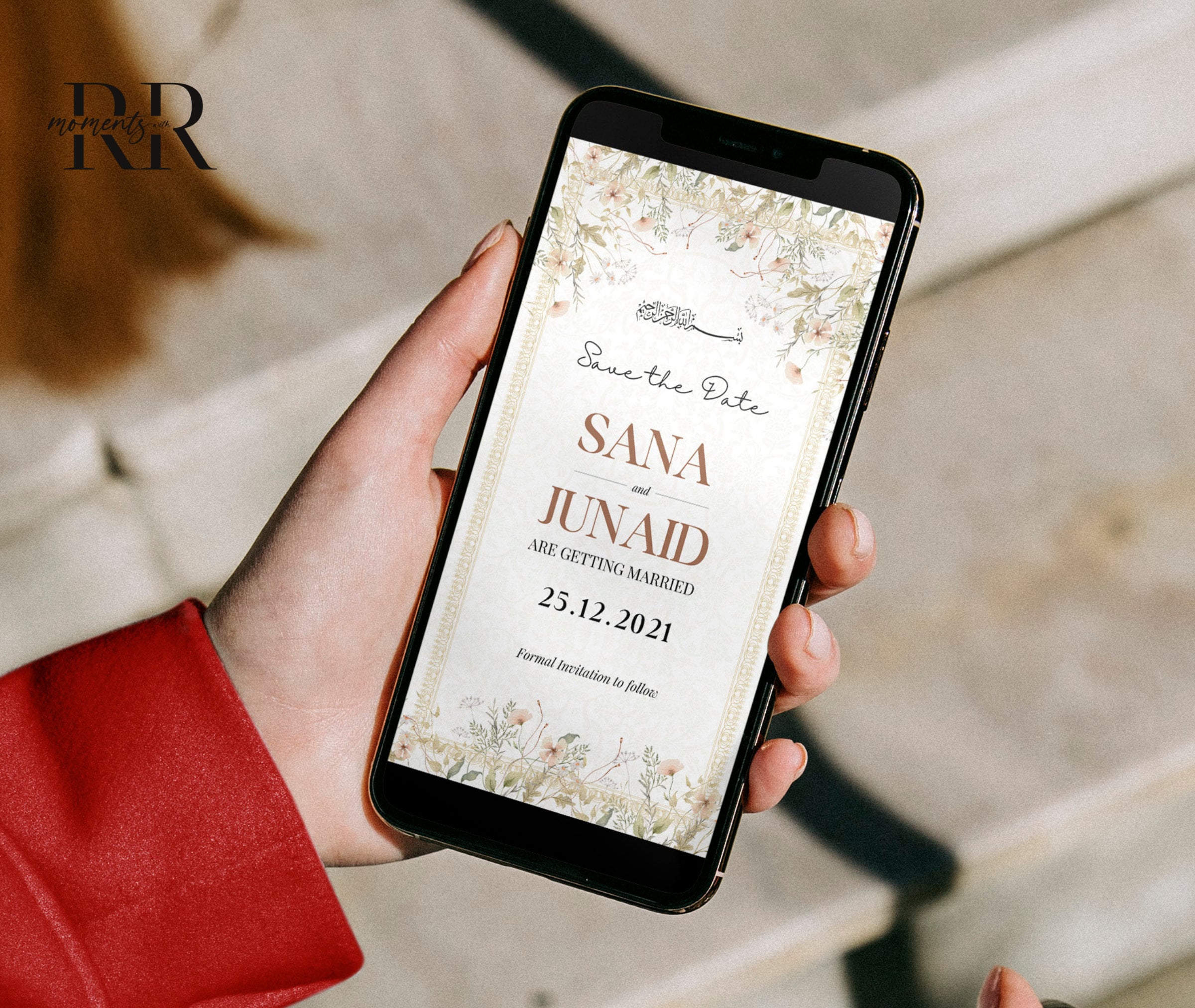 Muslim Wedding Save the Date Canva Template - Nikkah Save the Date ...